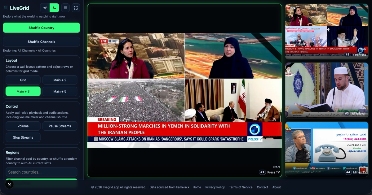 Watch Iran News Live - 4 Channels | LiveGrid
